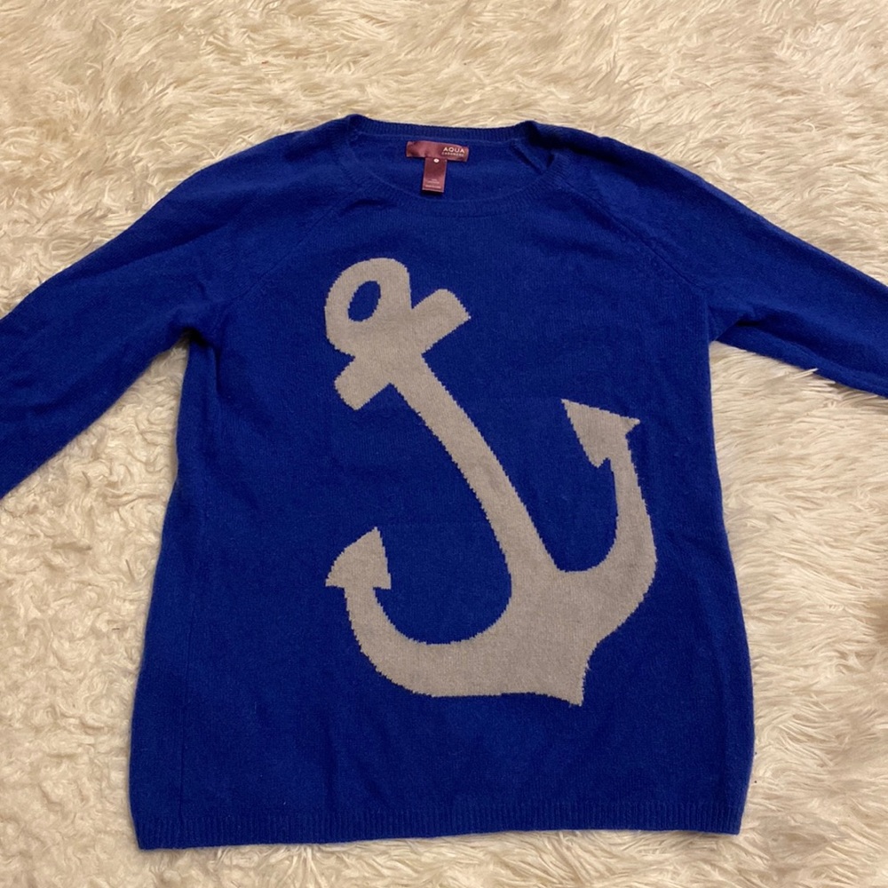 Women’s 100% Cashmere Blue Anchor, Sweater, Size M, N… - Gem